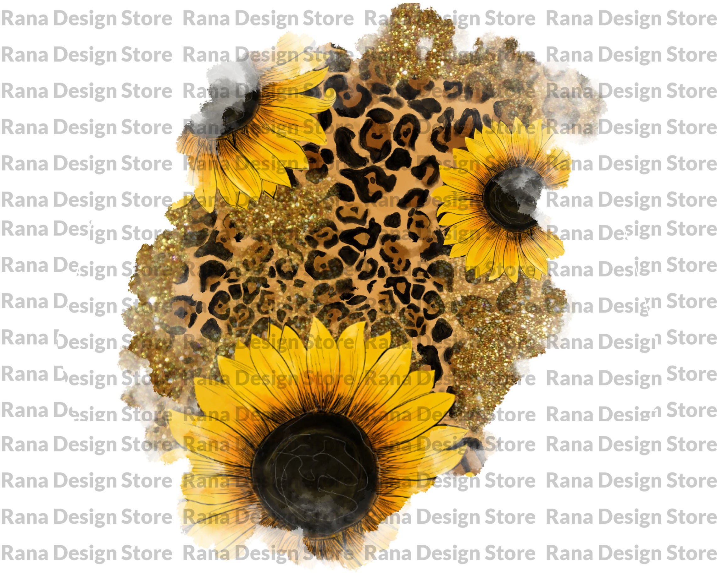 Glitter Sunflowers Leopard Background Patch Bundlecheetah - Etsy