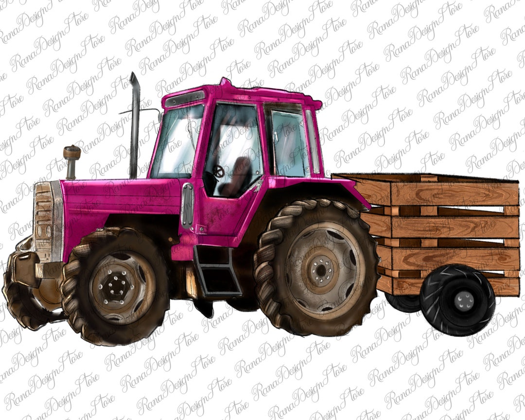 Pink Farm Tractor Png Sublimation Design, Pink Tractor Png, Farm ...