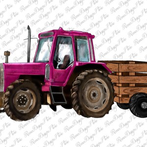 Pink Farm Tractor Png Sublimation Design, Pink Tractor Png, Farm ...