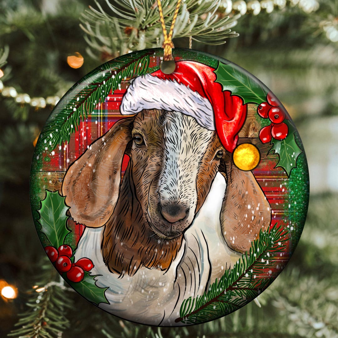 Boer Goat Ornament Png, Western Christmas Ornament, Round Christmas ...