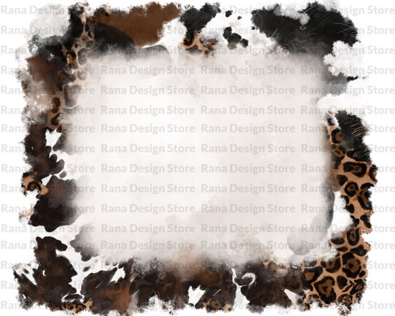 Leopard and Cowhide Background Frame Png Watercolor Cowhide - Etsy