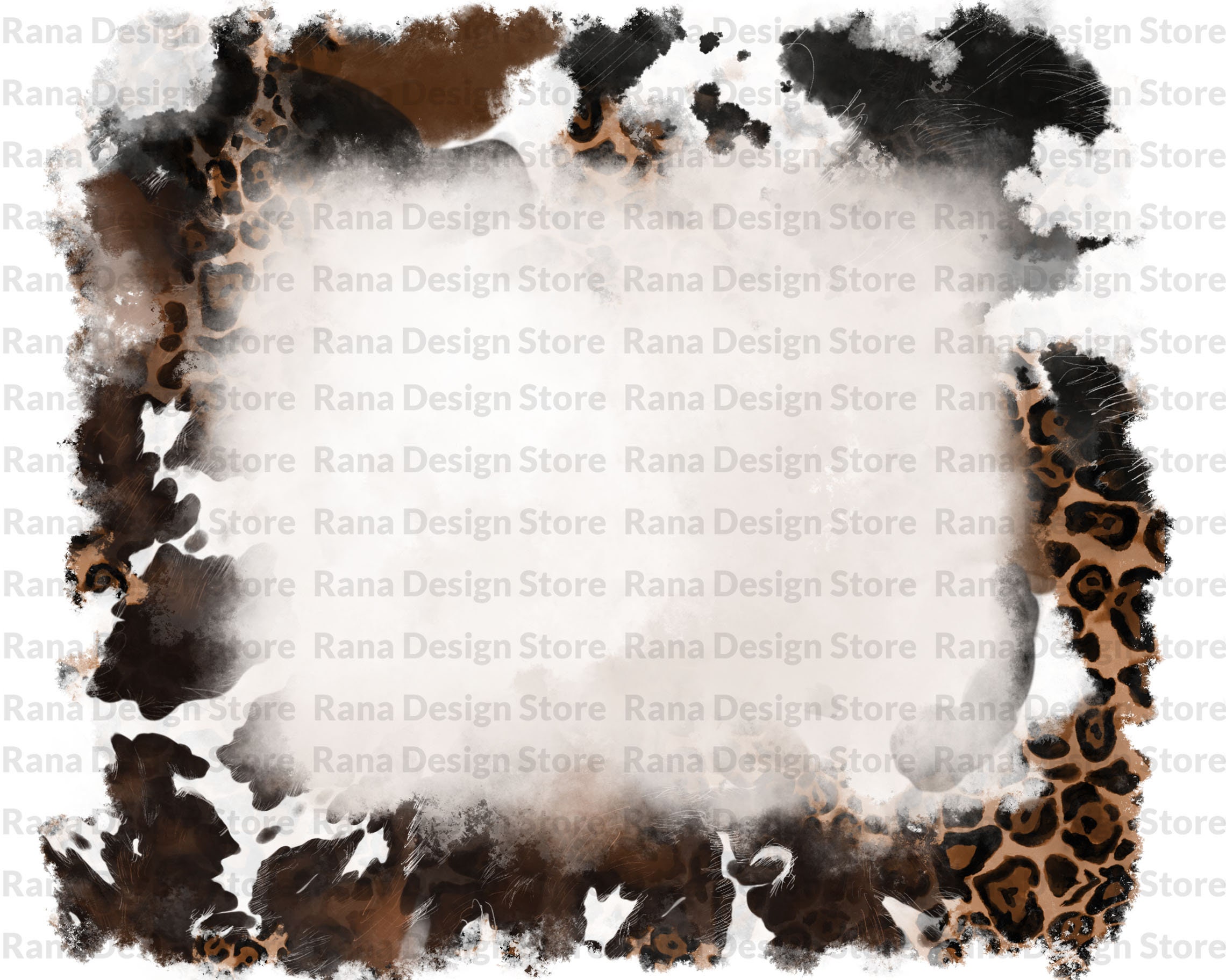 Leopard and Cowhide Background Frame Png Watercolor Cowhide - Etsy