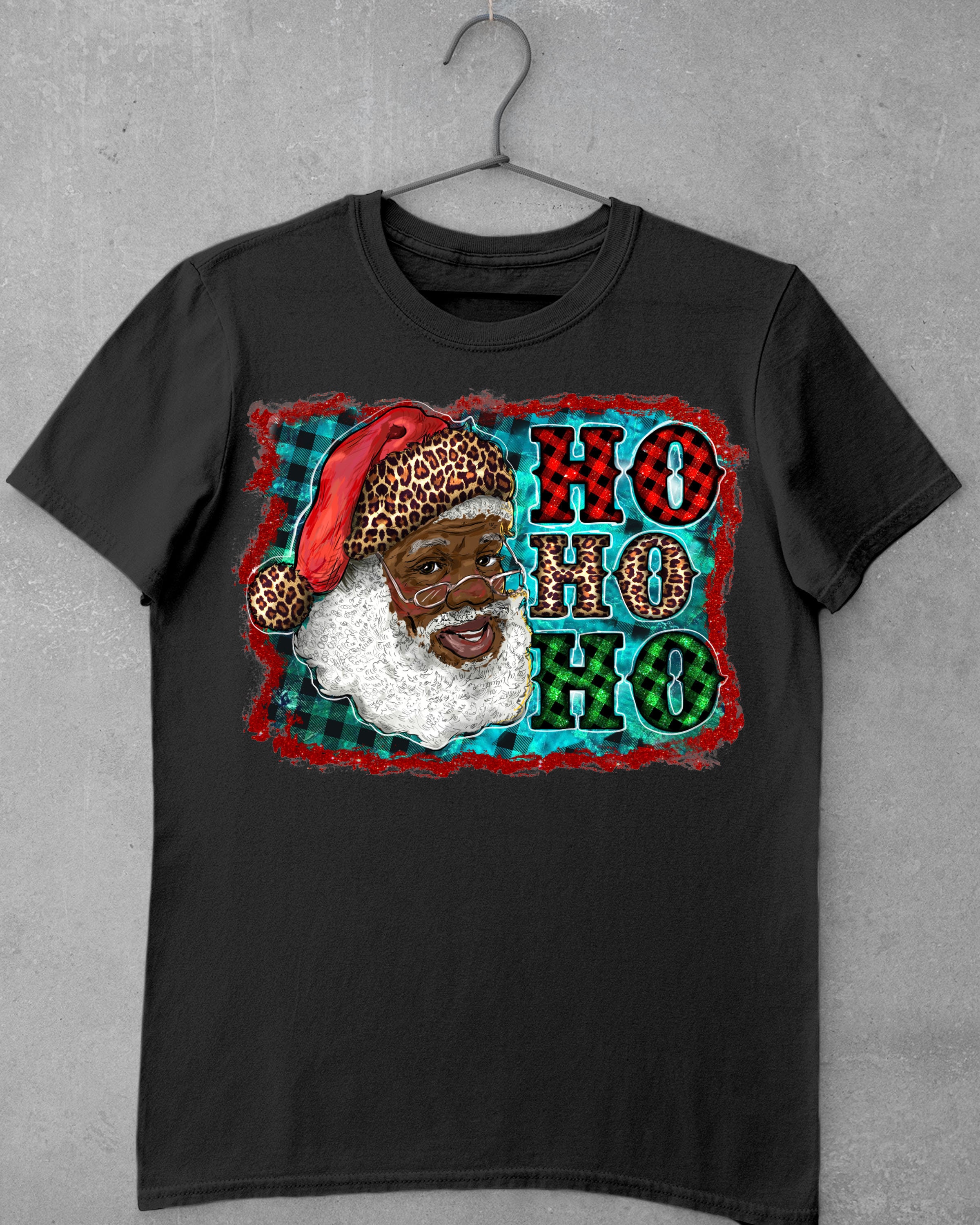 African American Santa Ho Ho Ho Distressed Background Design - Etsy