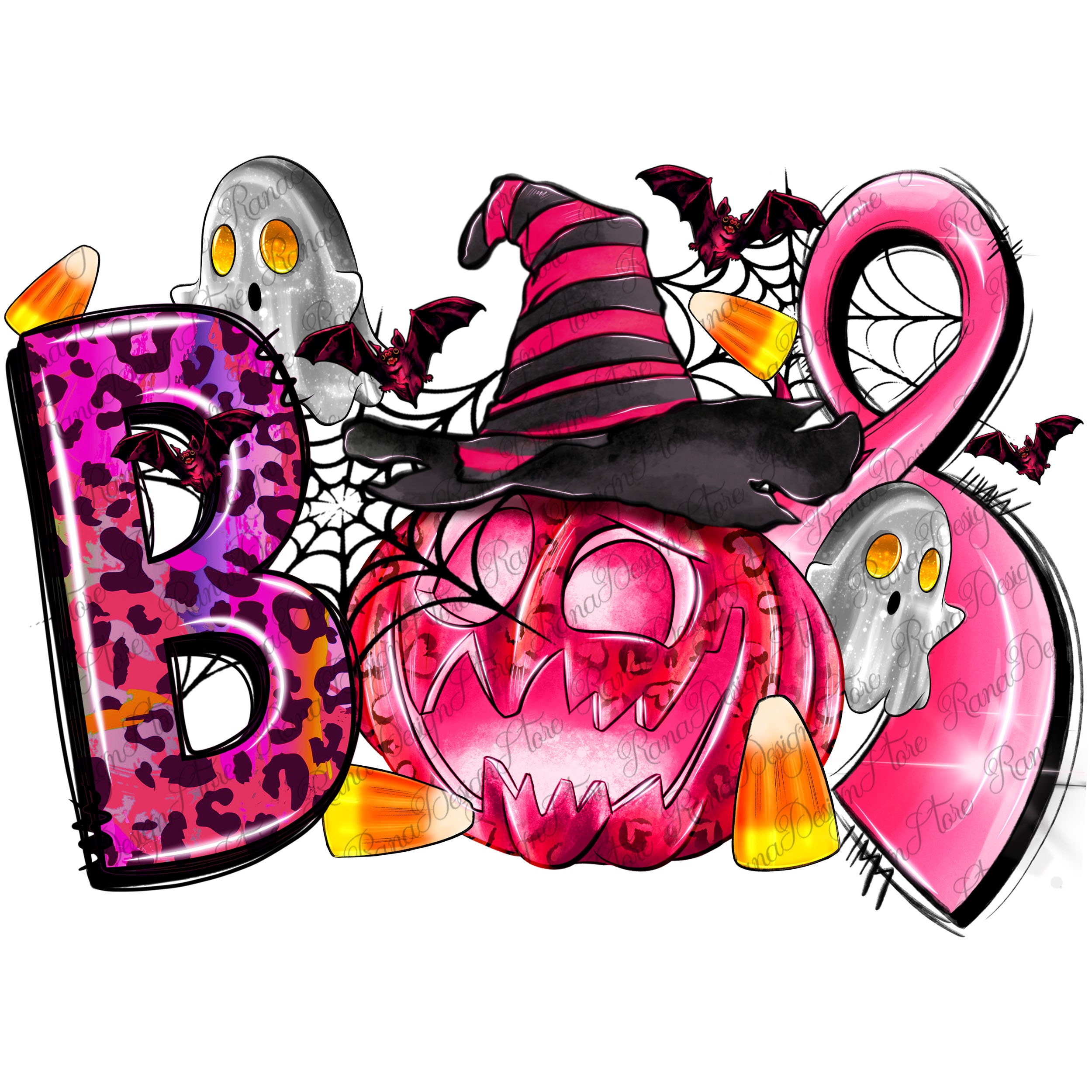 Boo Scare Away Breast Cancer Png Sublimation Design Download, Happy ...