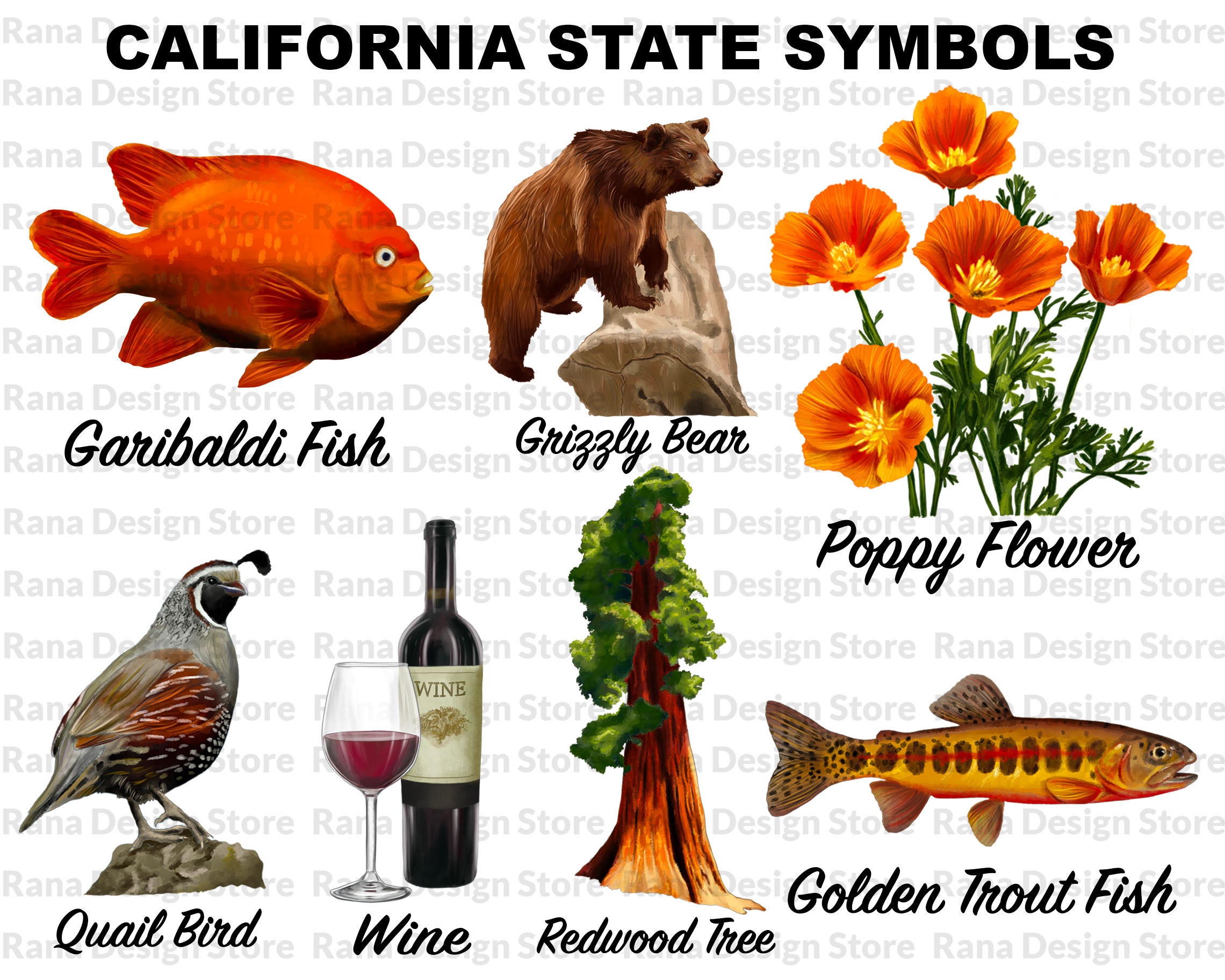 California State Symbols Sublimation Design Bundle Garibaldi - Etsy