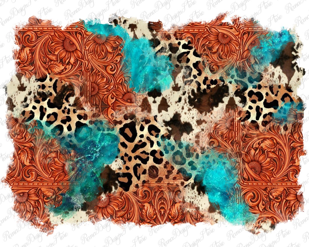 Western Leopard Cowhide Tooled Leather Background Png, Western Patterns ...