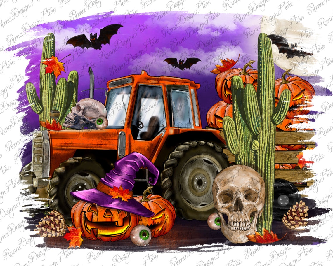 Halloween Tractor Png Sublimation Design Happy Halloween Png - Etsy