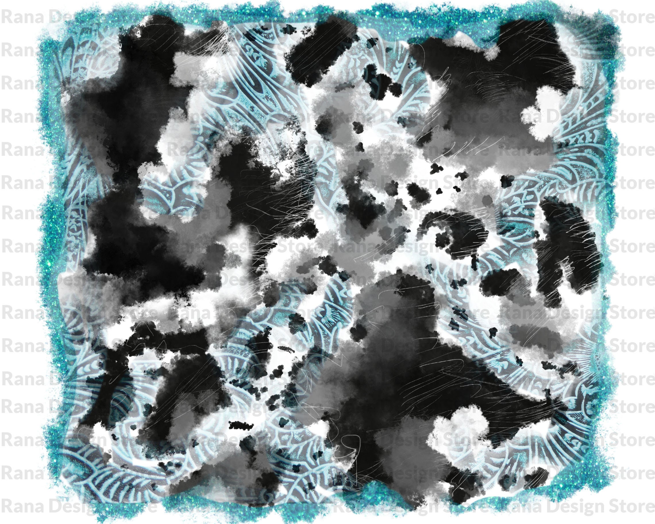 Cowhide Background With Turquoise Glitter Png, Cowhide Png, Digital ...