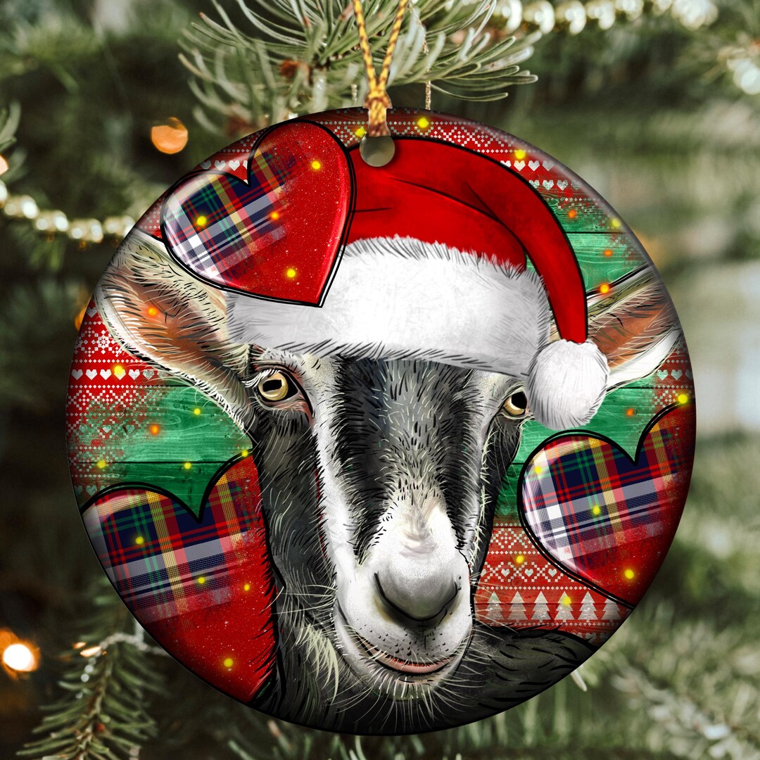 Alpine Goat Christmas Ornament Png, Western Christmas Ornament, Round ...