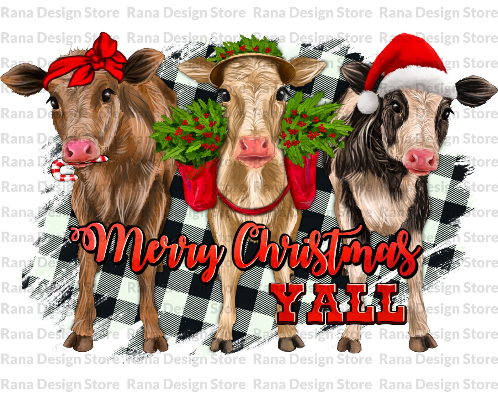 Merry Christmas Y'all Heifers Png, Christmas Cow Png, Santa Hat Png ...