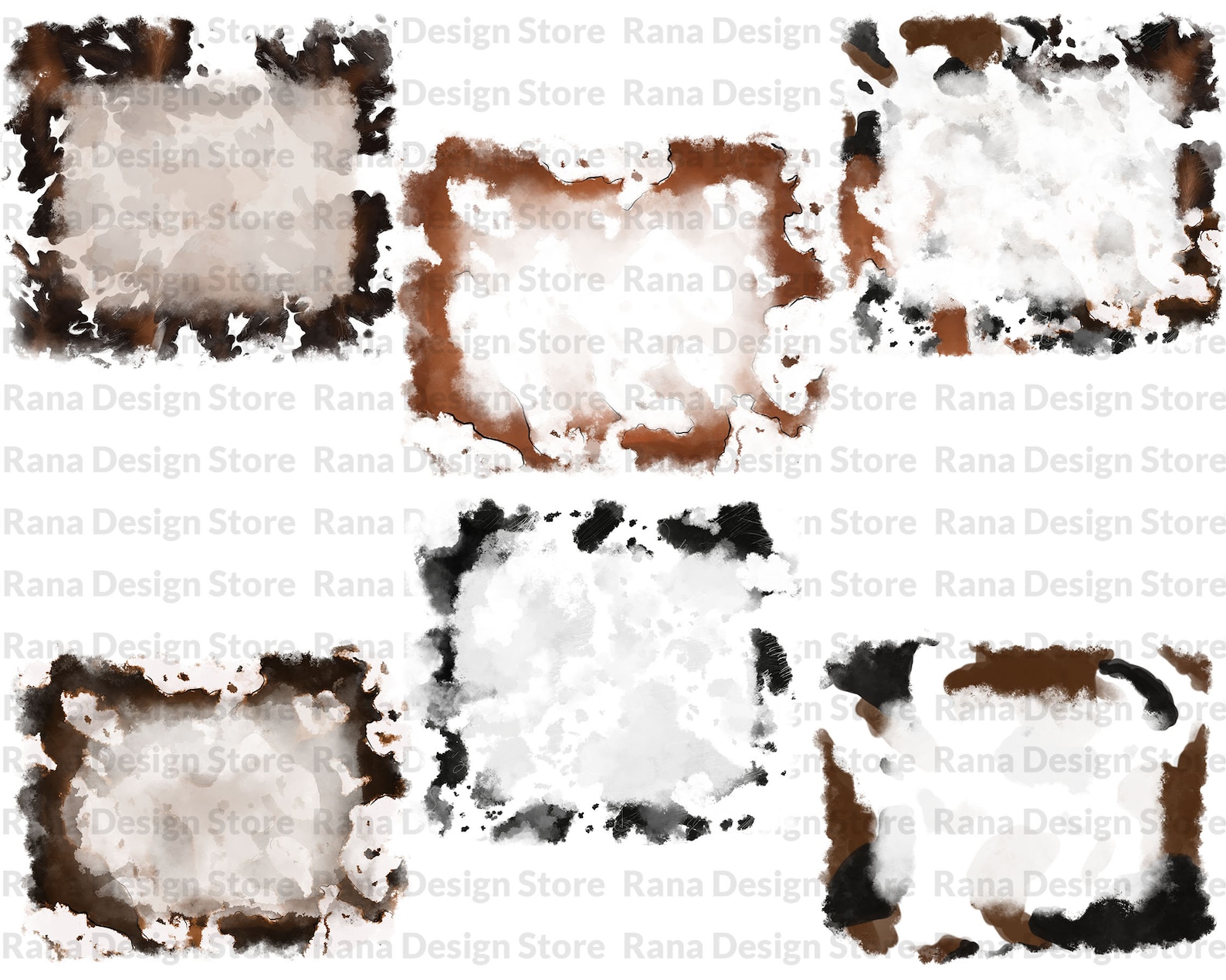 Cowhide Backgrounds Frames Bundle Png Cowhide Png Digital - Etsy