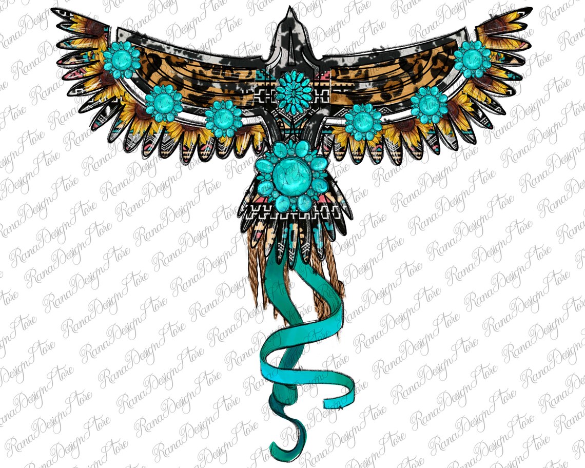 Gemstone Thunderbird Png Sublimation Design Turquoise Bird - Etsy