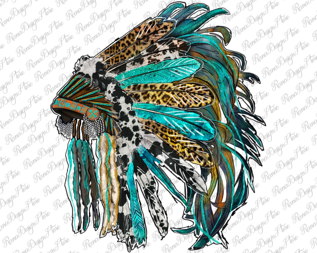 Indian Feather Headdress With Western Pattern Png Design,indian ...