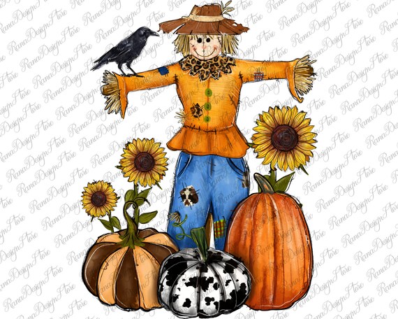 Pumpkin Sunflower Fall Scarecrow Sublimation Designscarecrow | Etsy