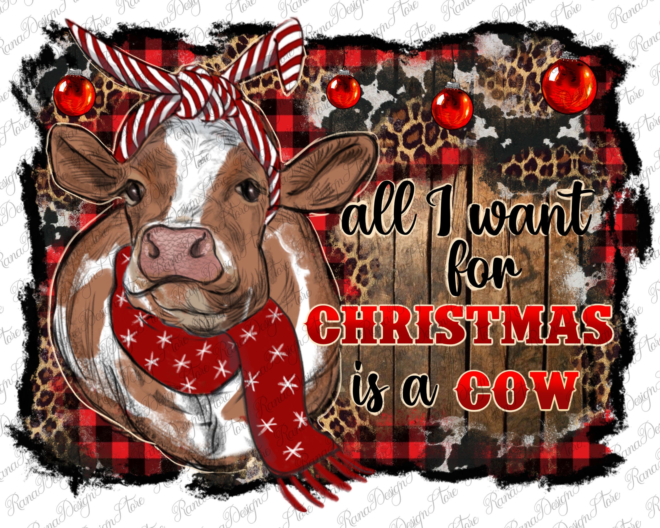 Christmas Cow Desktop Wallpaper