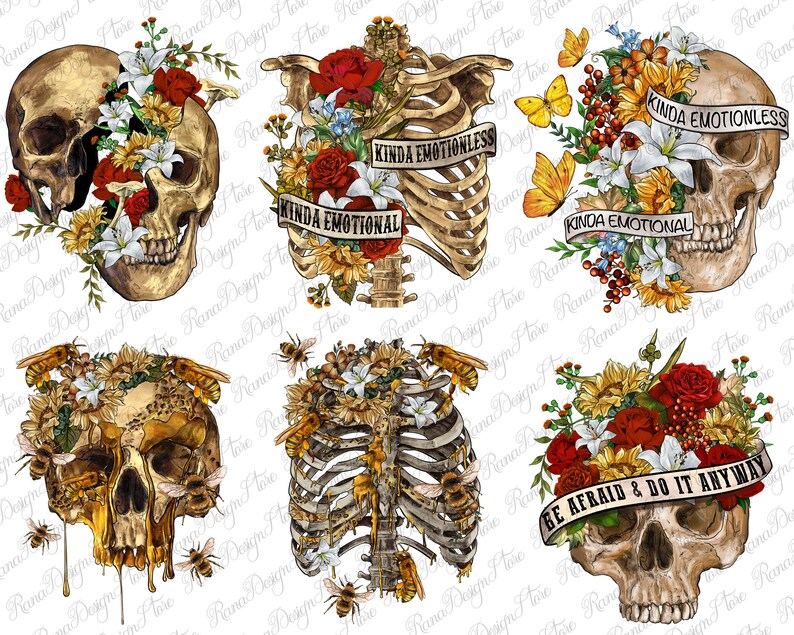 Skeleton Png Sublimation Design Bundle, Hand Drawn Skeleton Png ...
