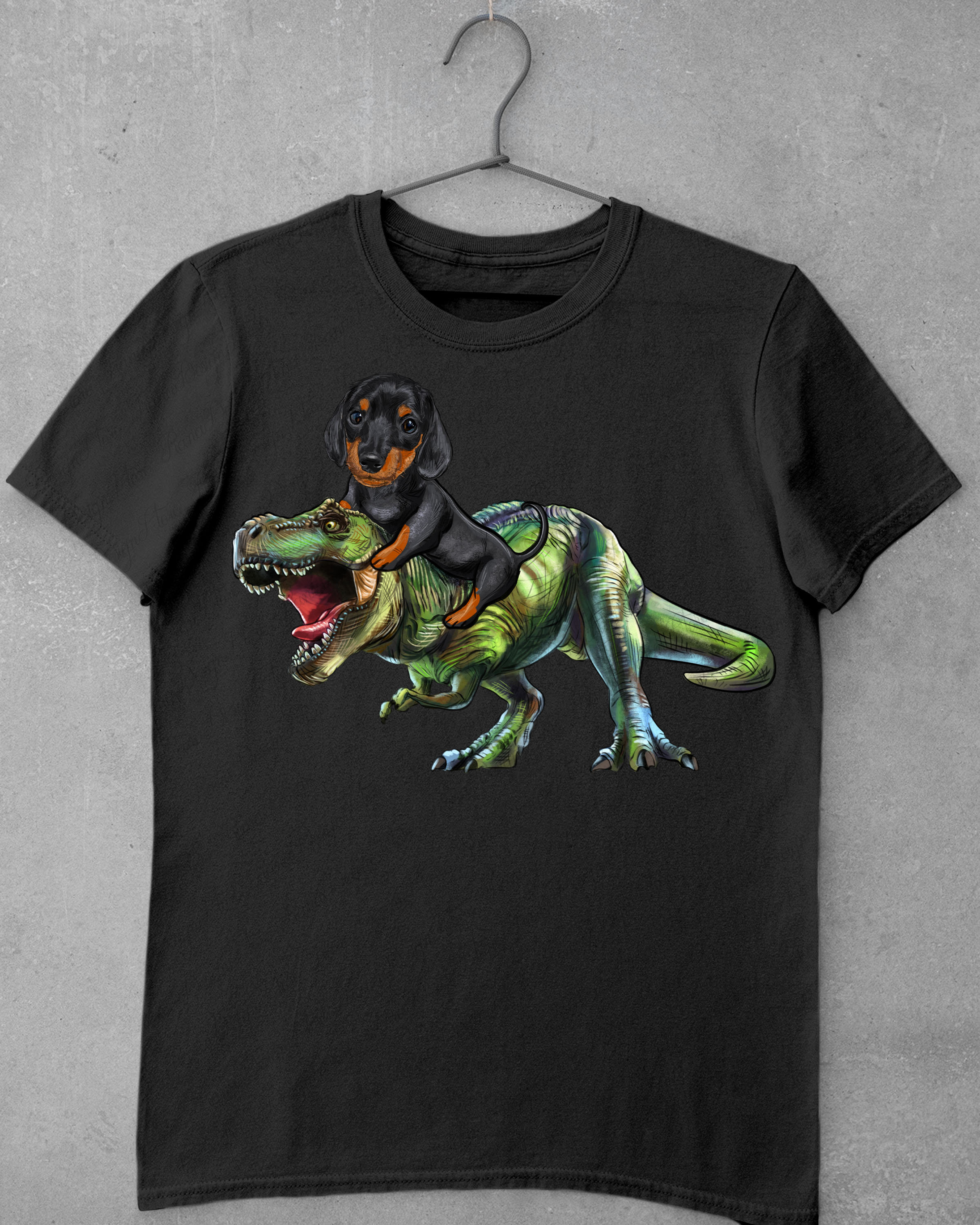 Dachshund Puppy Riding T-rex Dinosaur Sublimation Design, Dachshund ...