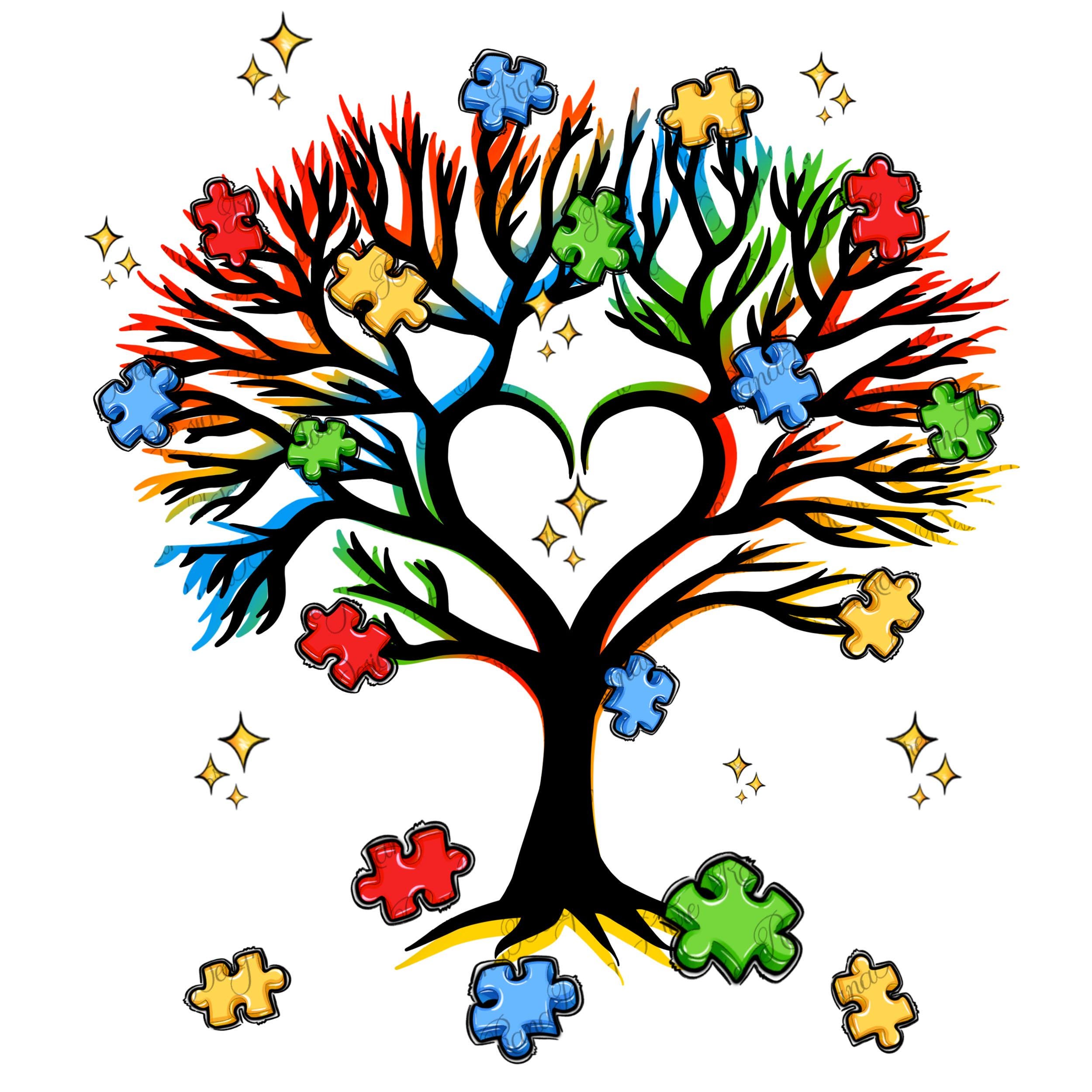 Autism Puzzle Tree Png Sublimation Design Download, Autism Awareness ...