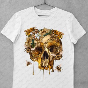 Flower Skeleton Bees Png Sublimation Design, Hand Drawn Skeleton Png ...