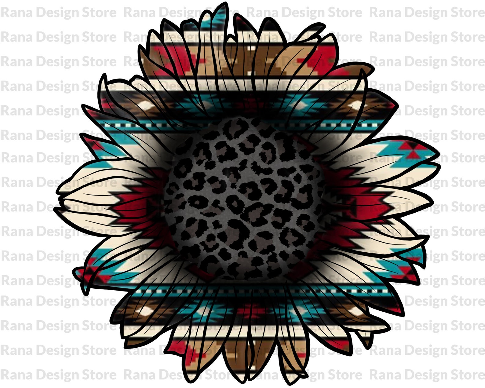 Aztec Sunflower Png Western Aztec Sunflower Print and - Etsy