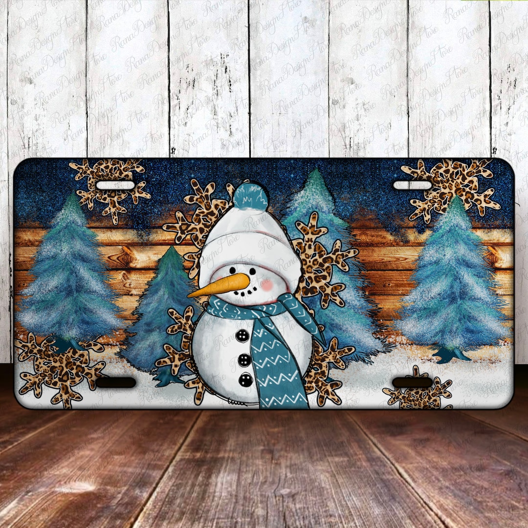 Snowman Winter License Plate Png Sublimation Design Download, License ...