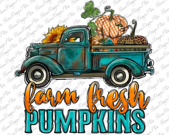 Farm Fresh Pumpkins Truck Png Sublimation Design Farm Truck | Etsy