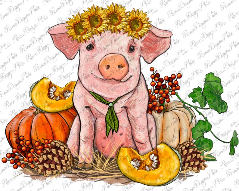 Fall Pig Png Sublimation Design Fall Clipart Fall Vibes Png - Etsy