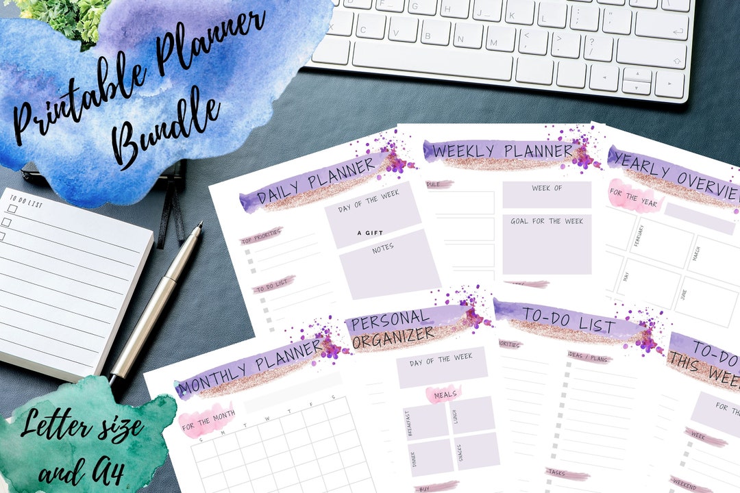 Printable Planner Bundle, Daily Schedule, Weekly Agenda, Personal ...