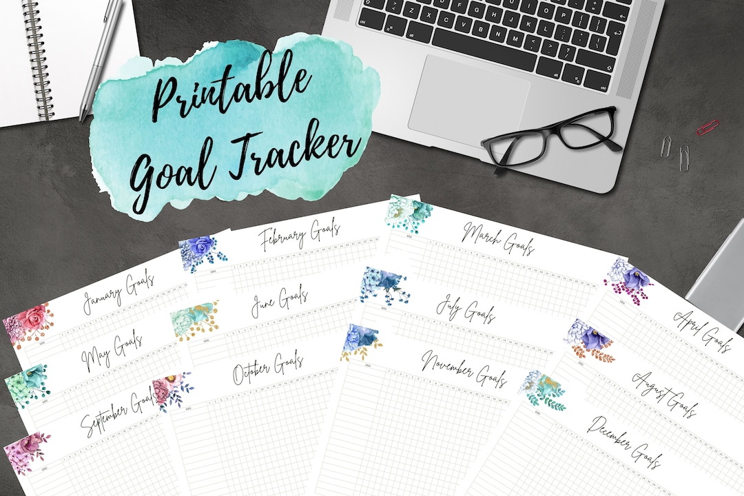 Printable Goal Tracker, Instant Download, Habit Tracker, Monthly Goals ...
