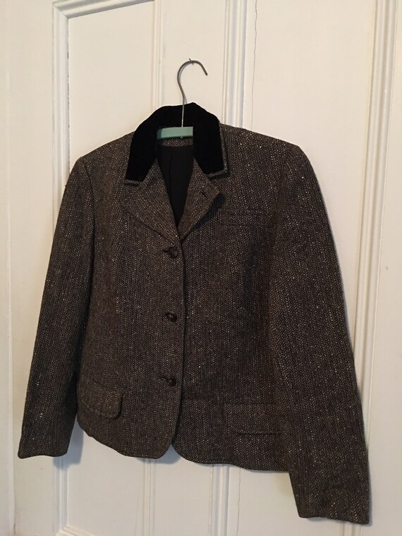 Ladies Vintage Tweed Jacket w/Velvet Collar 50s - Gem