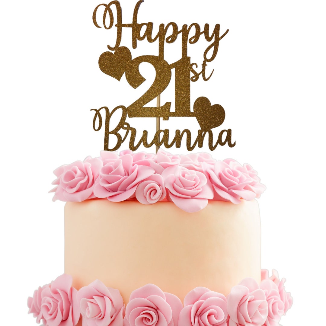Personalised 21st Glitter Cake Topper, Custom 21st Birthday Cake Topper ...