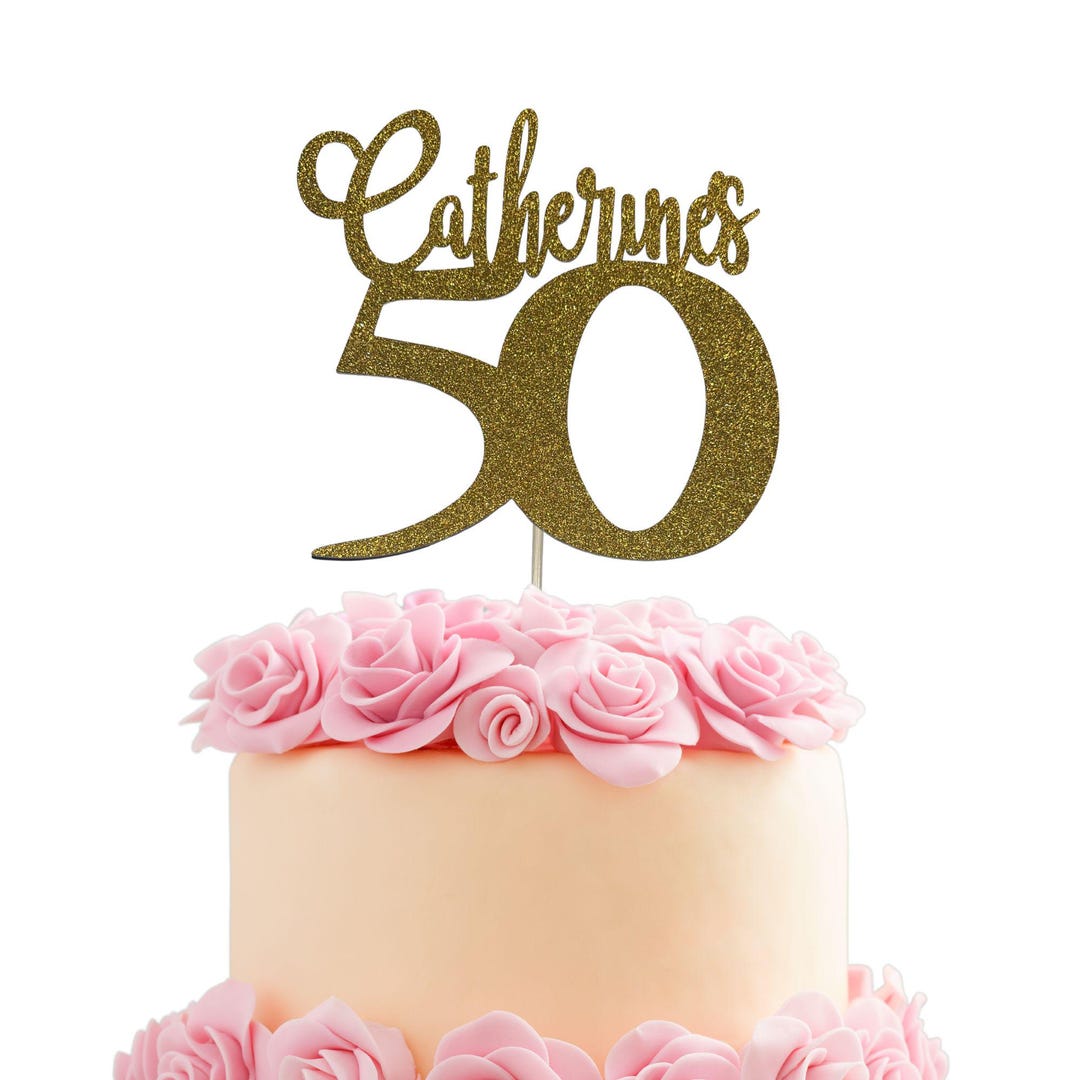 Personalised 50th Glitter Cake Topper, Custom 50th Birthday Cake Topper ...