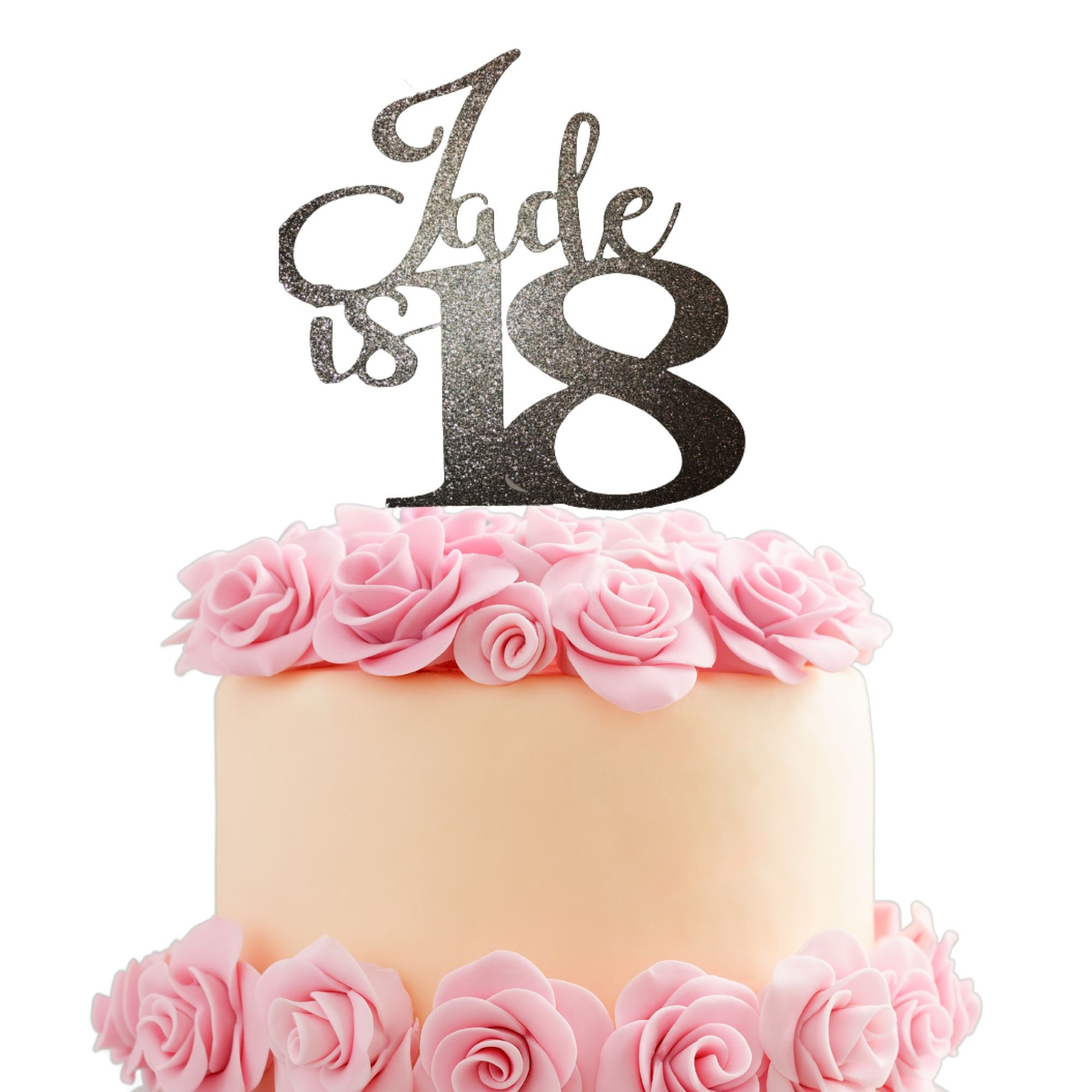 Personalised 18th Glitter Cake Topper, Custom 18th Birthday Cake Topper ...