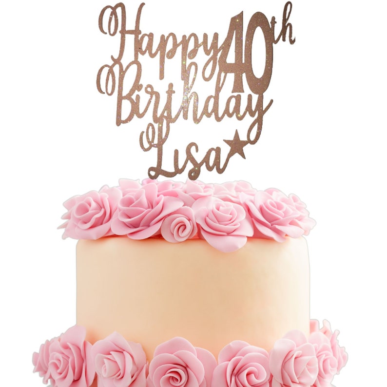 Personalised 40th Glitter Cake Topper 40th Birthday Cake - Etsy
