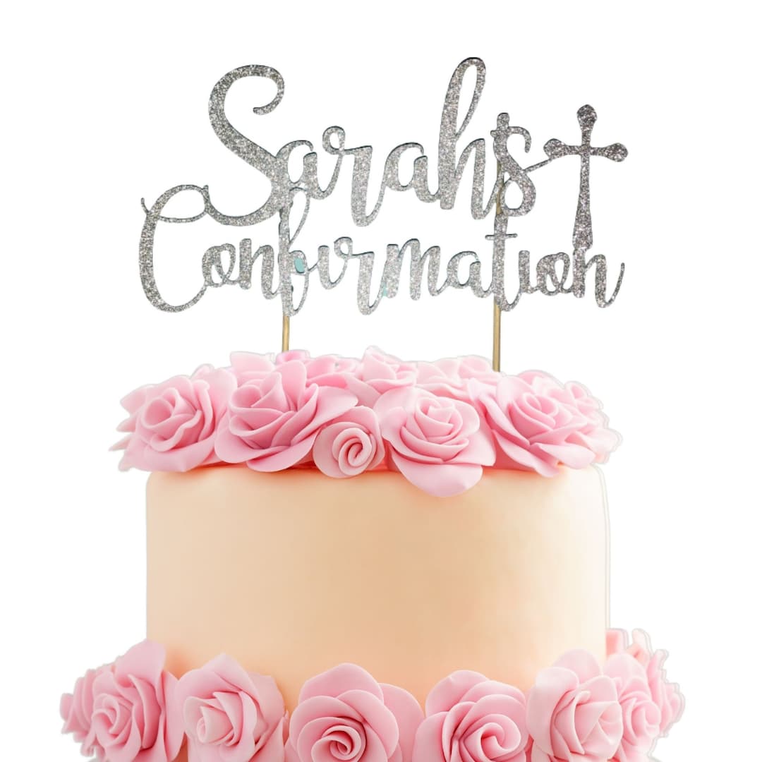 Personalised Confirmation Glitter Cake Topper, Custom Confirmation Cake ...