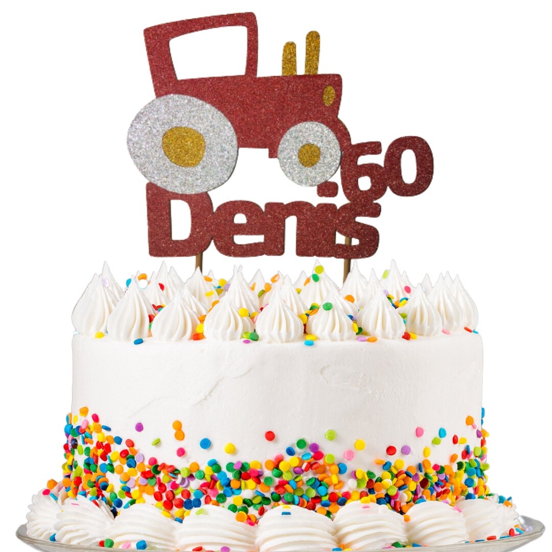 Personalised Tractor Themed Glitter Cake Topper, Custom Tractor ...