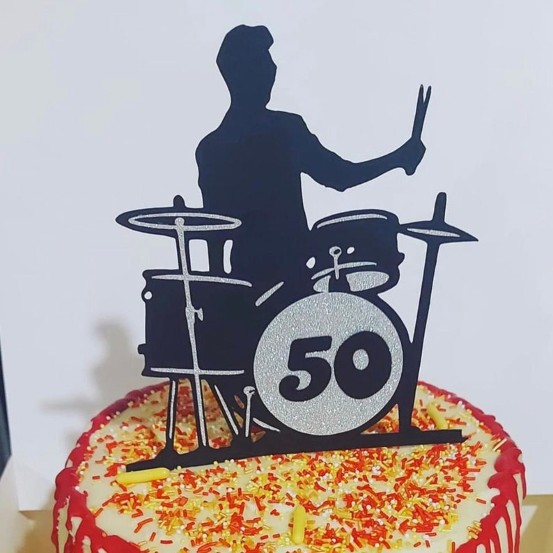 Drummer Themed Glitter Cake Topper, Birthday Cake Topper, Glitter ...