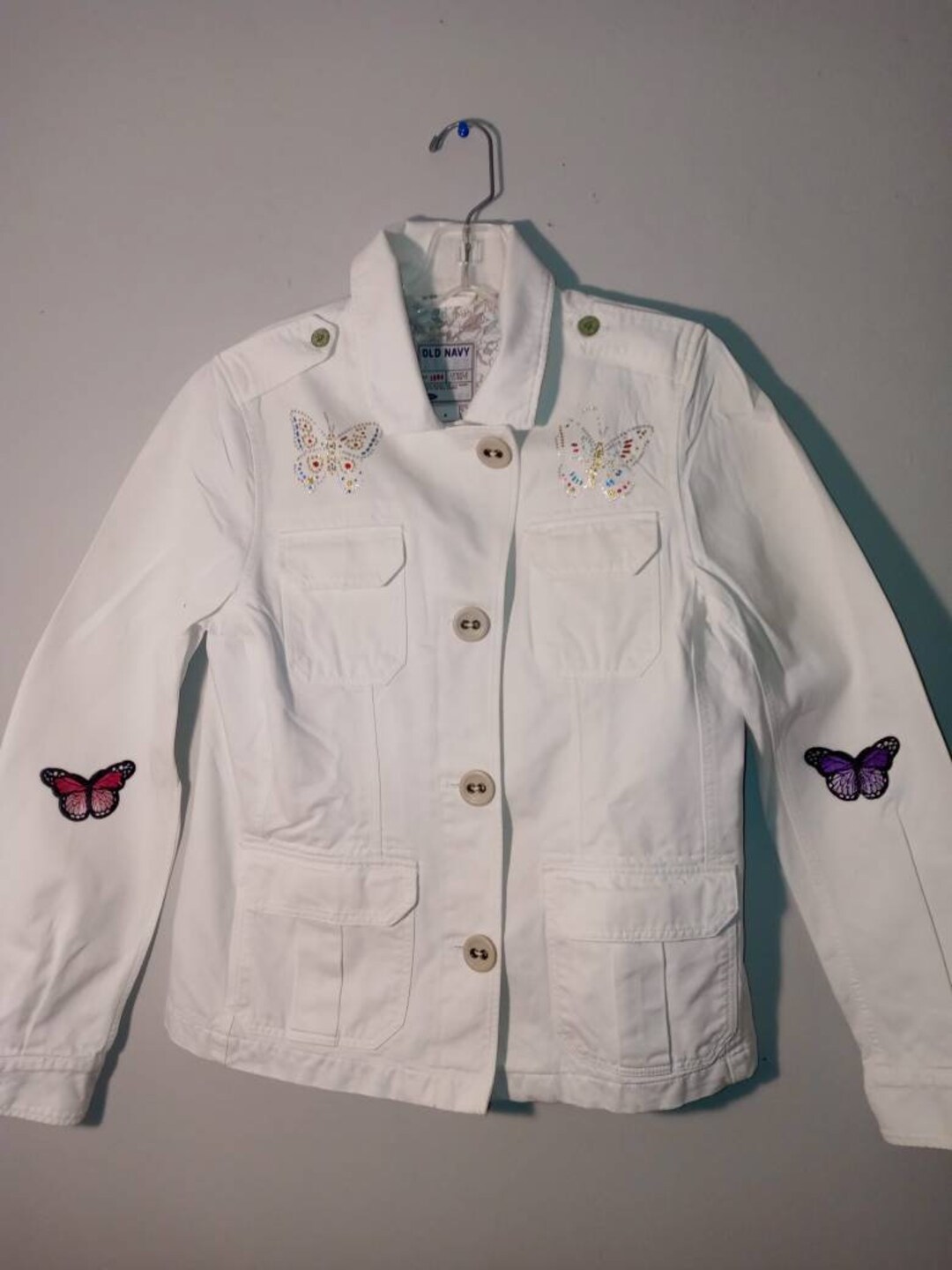 Butterfly White Denim Jacket (med) - Etsy