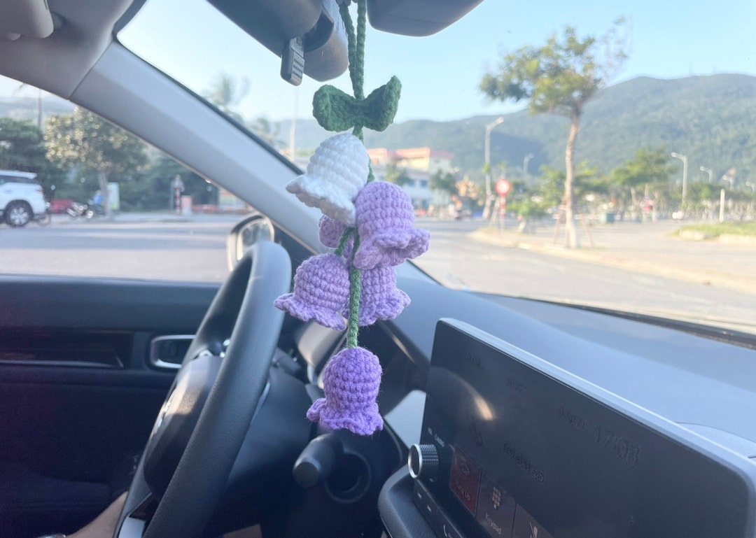 Crochet Hanging Lily of the Valey for Car Decor, Rear View Mirror ...