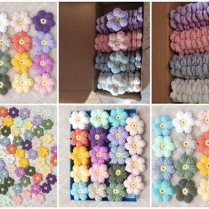 Puff Flowers Crochet Trivets Custom Color, Floral Pot Mats, Pot Holder Heat Resistant Durable ...