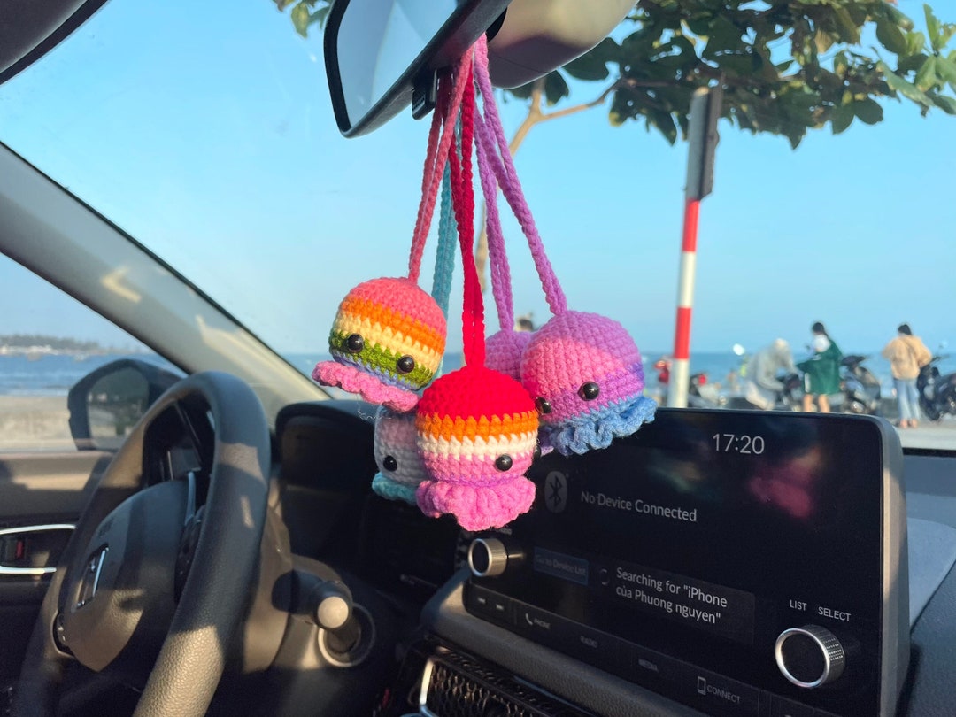 Crochet LGBT Octopus Car Decor, Hanging Animals, Rear View Mirror ...
