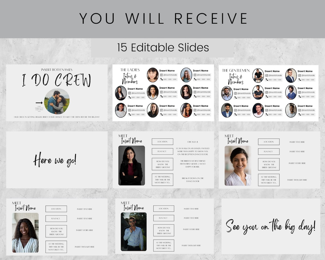 15 Slide Wedding Party Introduction Slides | Bridal Party Intros ...