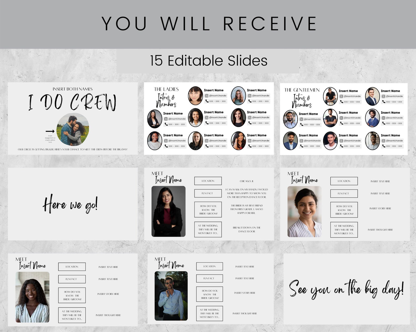 15 Slide Wedding Party Introduction Slides | Bridal Party Intros ...
