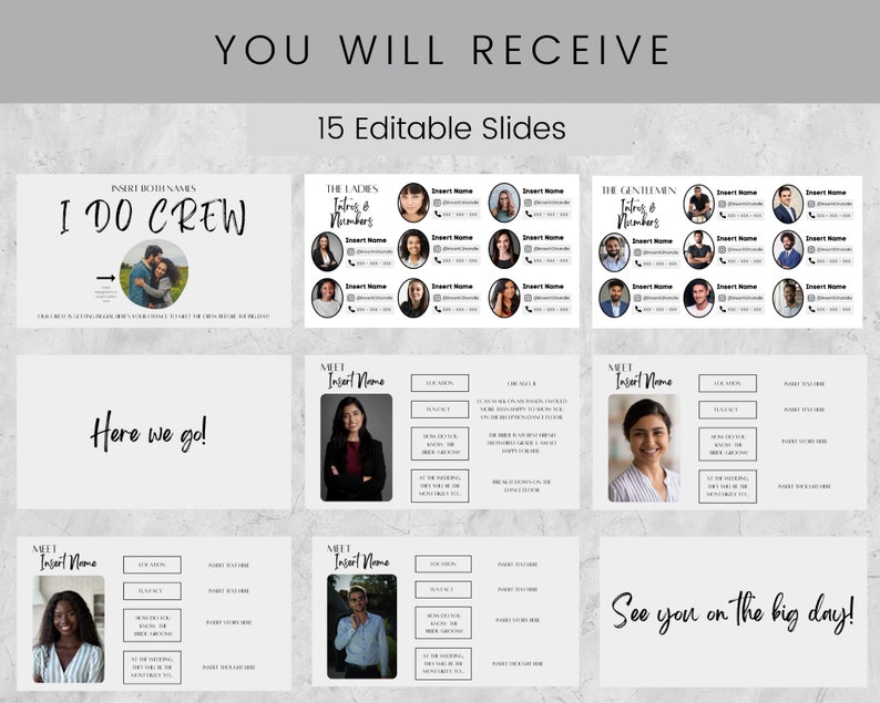 15 Slide Wedding Party Introduction Slides | Bridal Party Intros ...