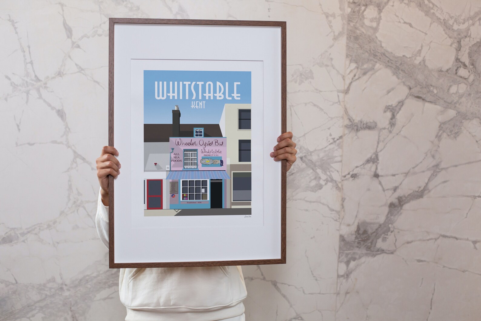 Whitstable Print, Wheelers Oyster Bar, Kent, Seaside Wall Art ...