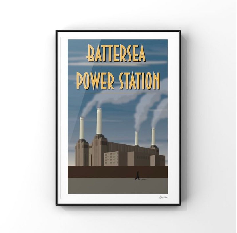 Battersea Power Station Print, London Wall Decor, London Art Deco Print ...