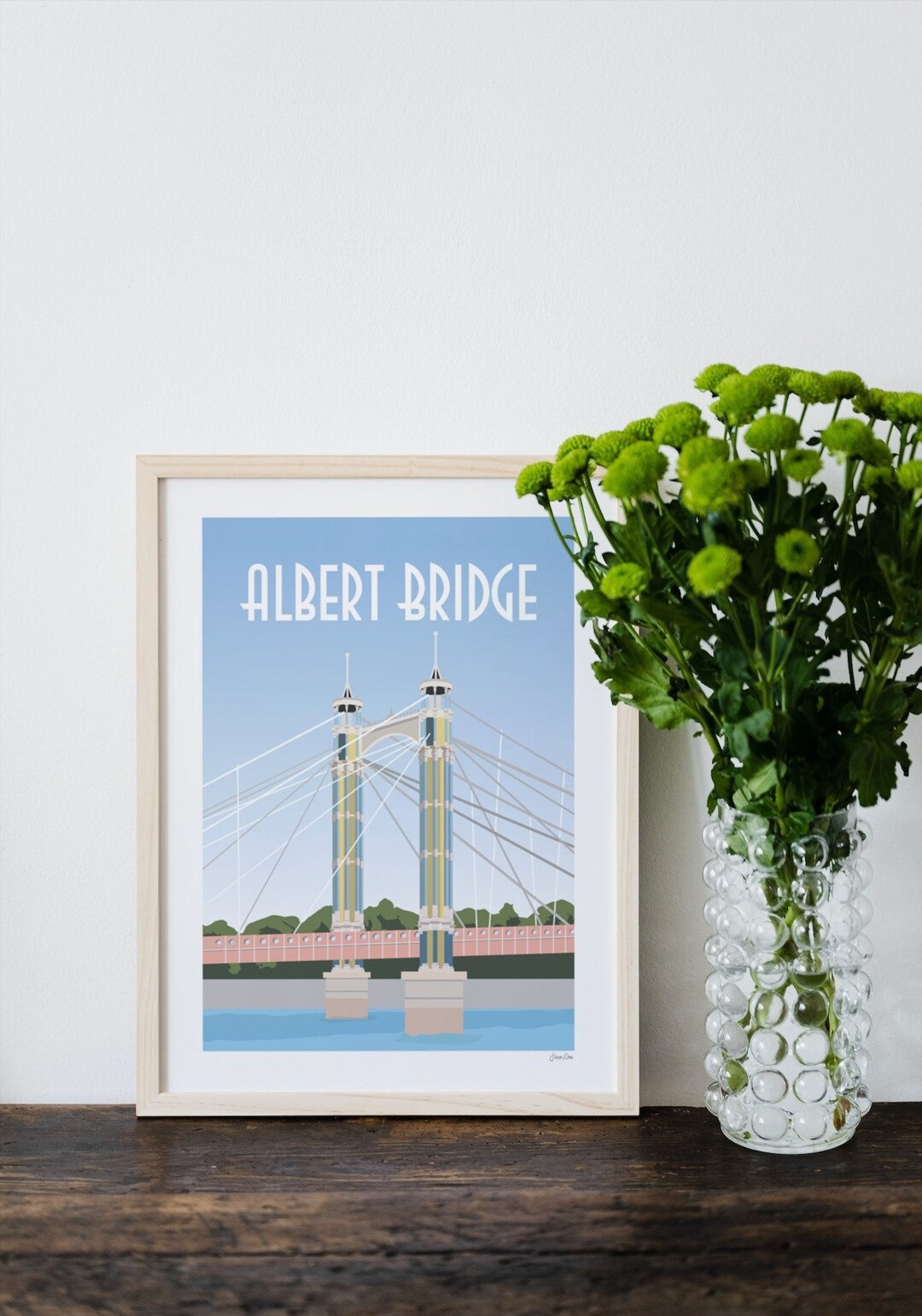 Albert Bridge Poster, London Art, Battersea & Chelsea, Travel Art Print ...