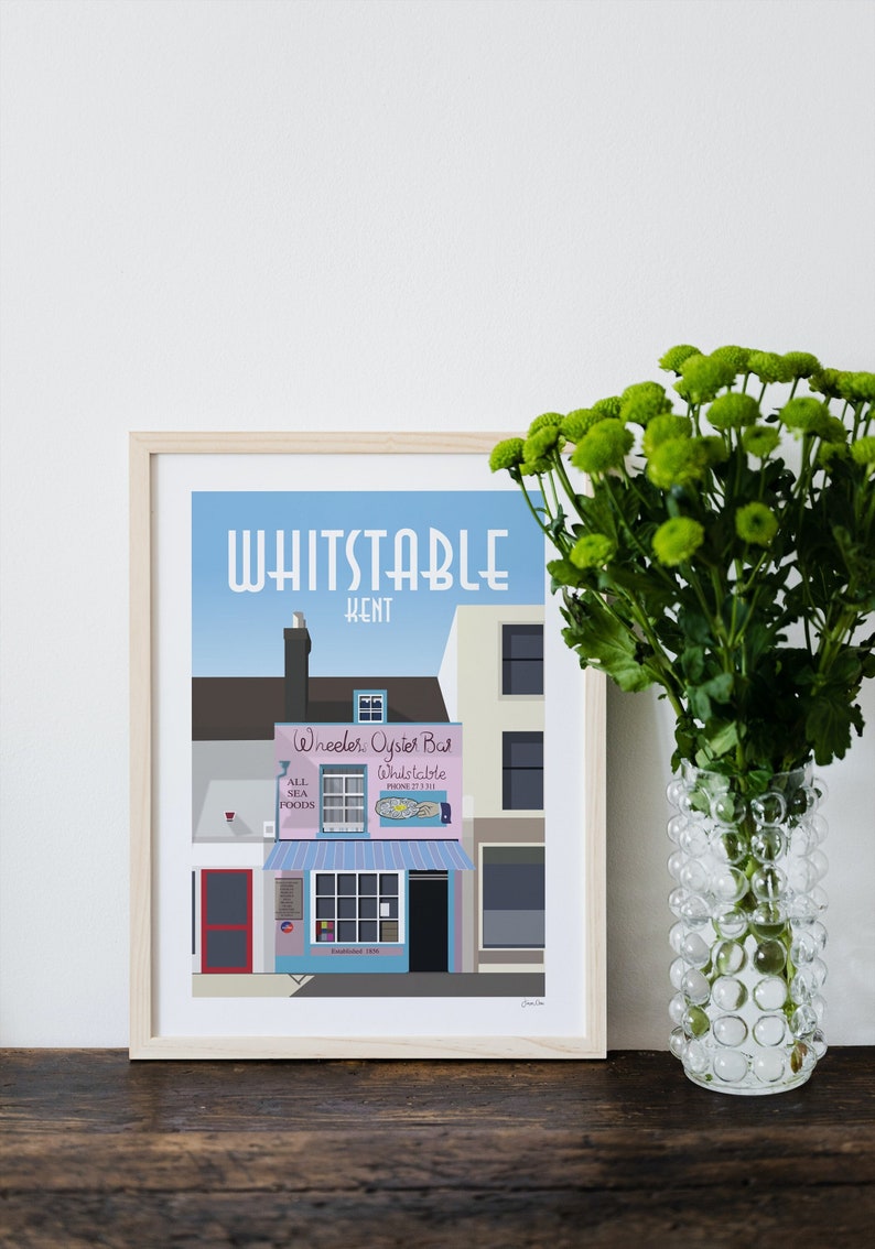 Whitstable Print, Wheelers Oyster Bar, Kent, Seaside Wall Art ...