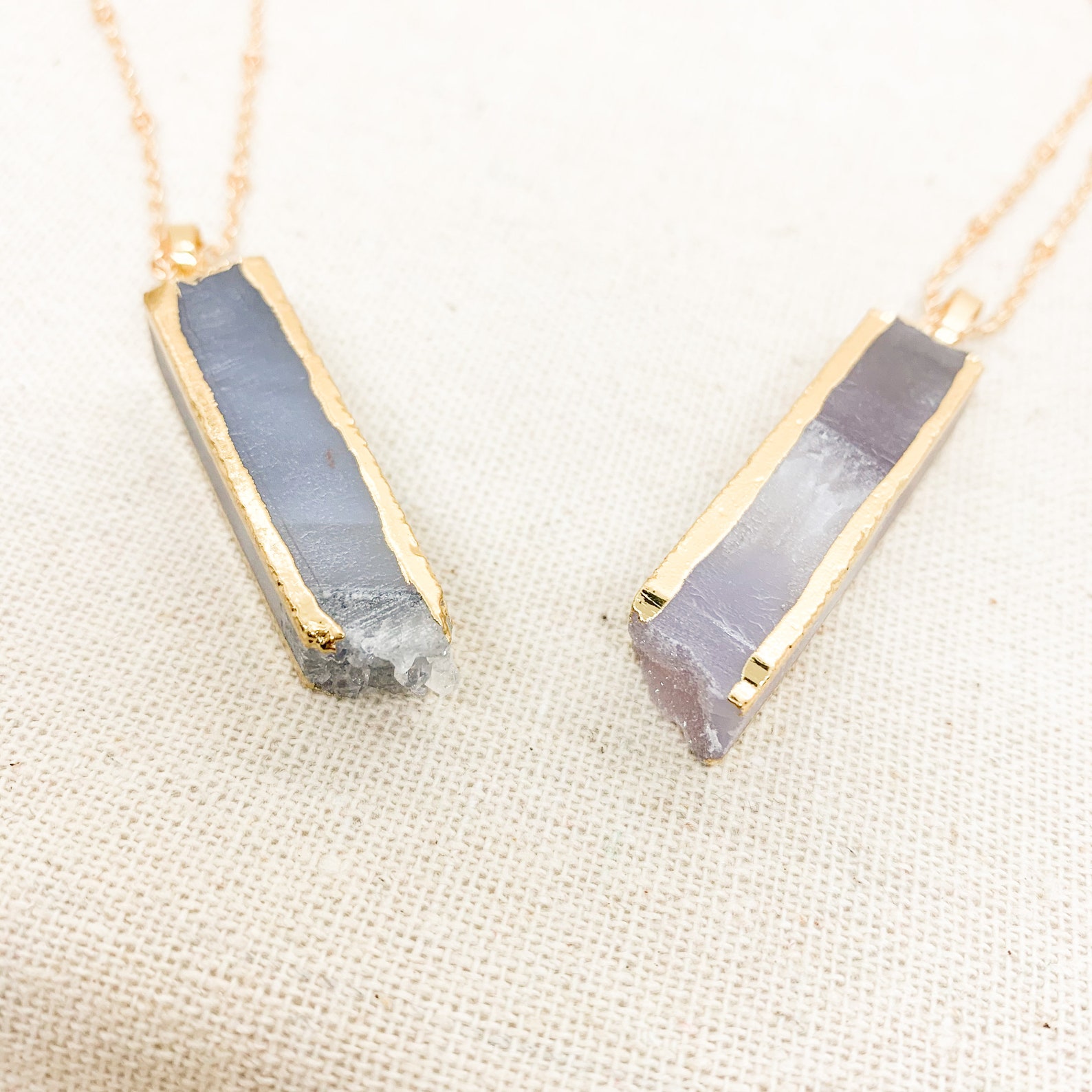 Natural Agate Cuboid Stone Necklace 18K Real Gold Plated - Etsy UK