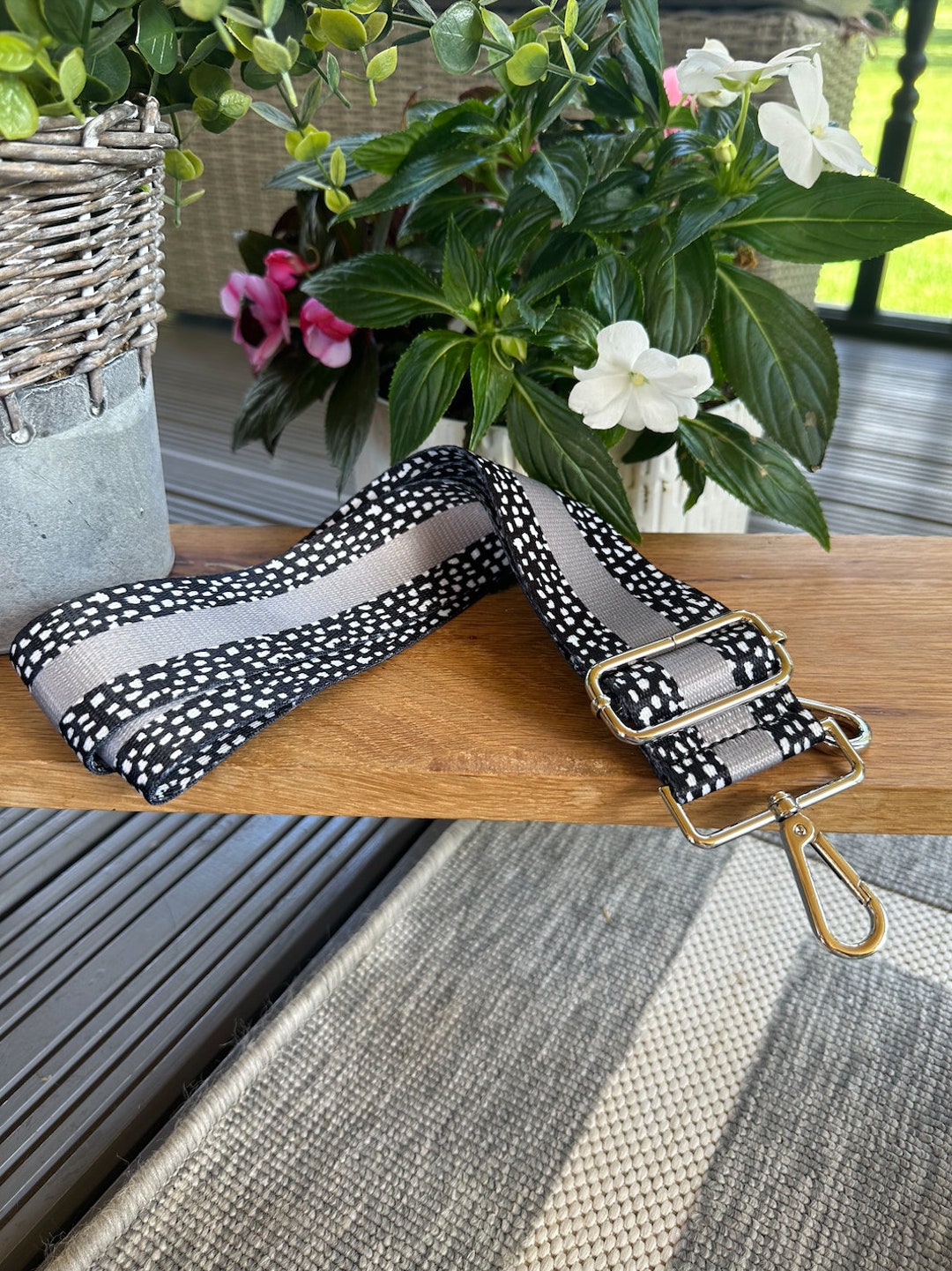 Grey, Black and White Polka Dot Handbag Strap Detachable Bag Strap ...